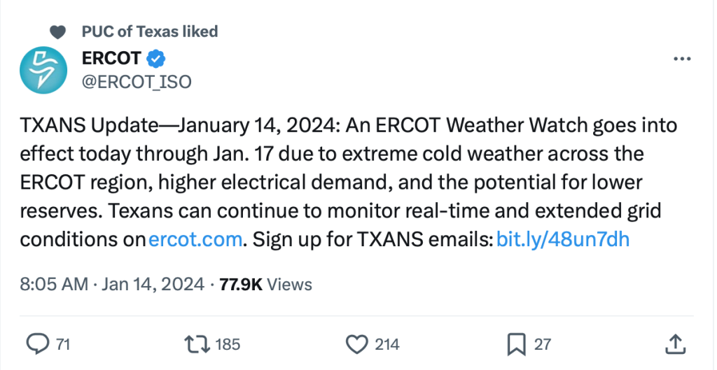Texas Winter Storm 2024 Updates - Southern Federal Power